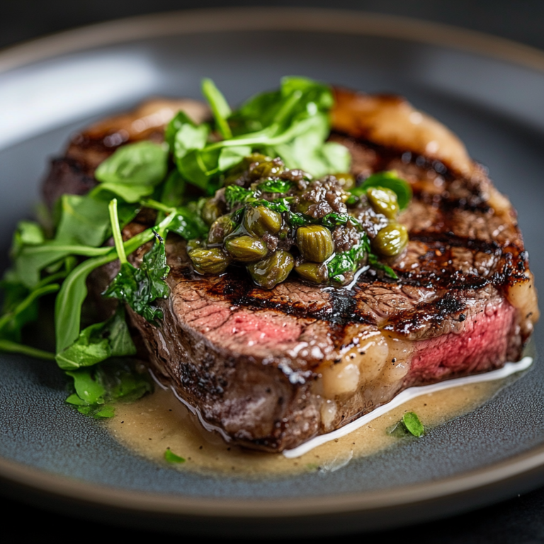 Grilled Ribeye Truffle Butter Crispy Capers Watercress Smash delights ...